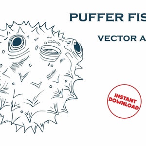 Puffer Fish SVG, Ocean Animals SVG, Startled Spiny Puffed Pufferfish ...