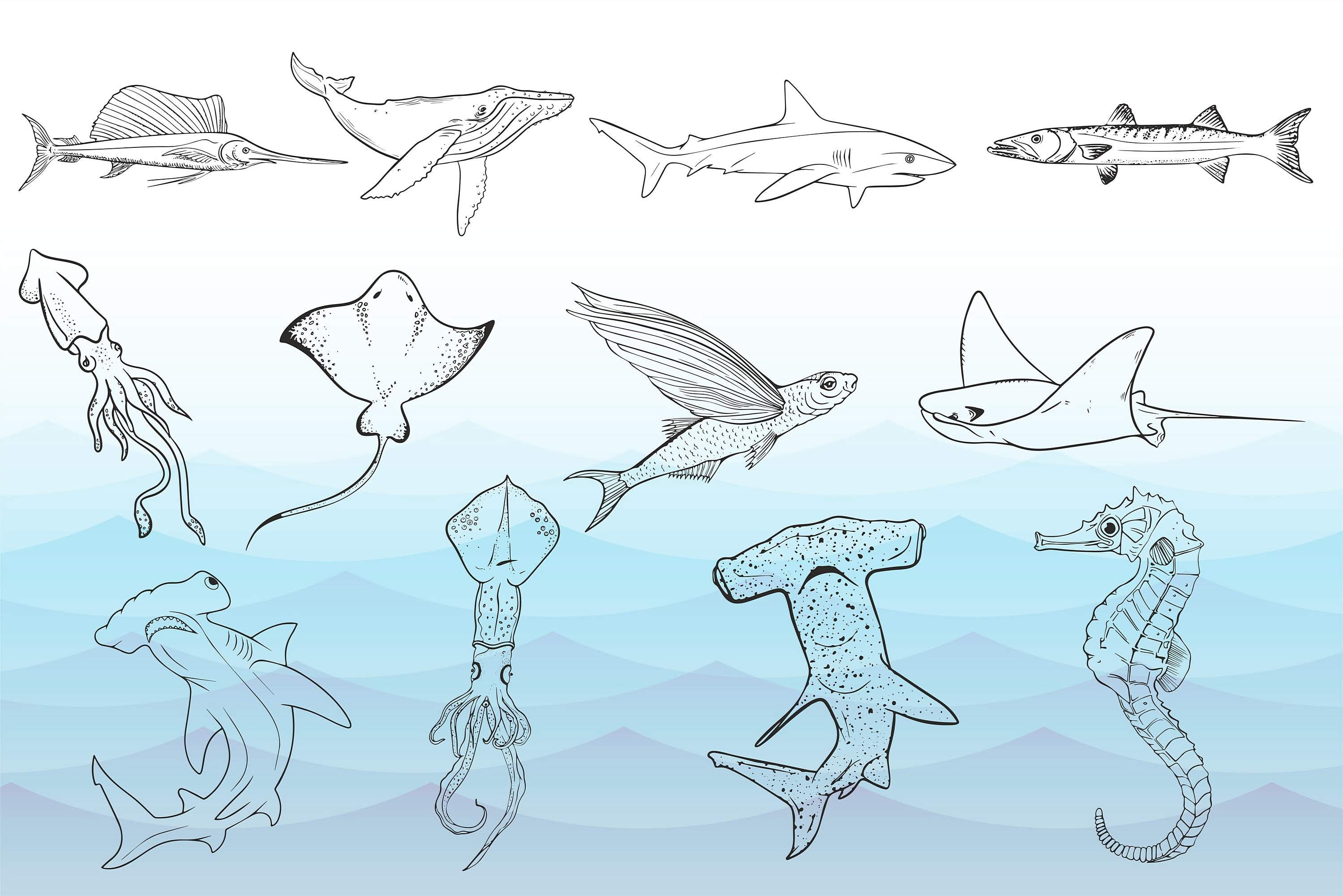 Sea Creatures SVG Bundle Sea Life Fish PNG Under the Sea - Etsy Australia