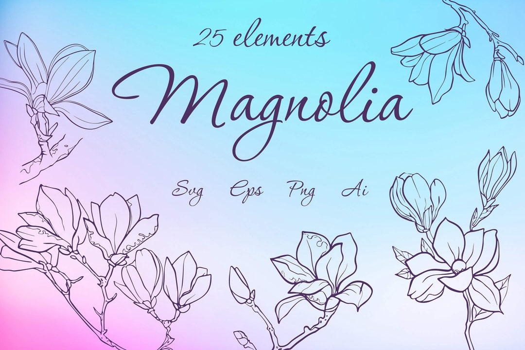 Magnolia SVG Flower Bundle, Wedding Magnolia Vector Flower, Magnolia ...