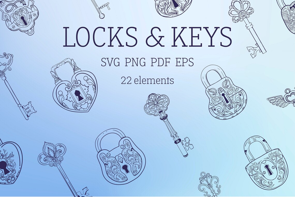 Vintage Padlocks & Keys SVG Bundle Heart Lock SVG Doodle - Etsy