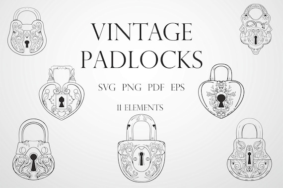 Vintage Padlocks SVG Bundle Heart Lock SVG Doodle Padlock - Etsy