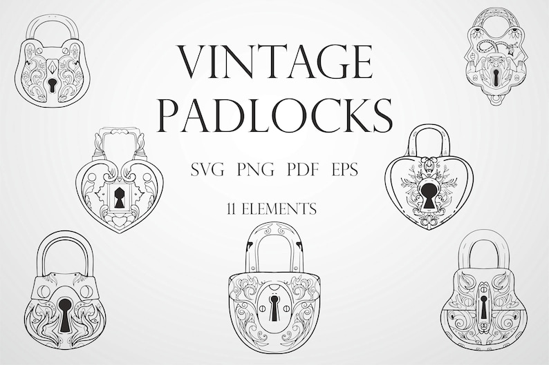 Vintage Padlocks SVG Bundle Heart Lock SVG Doodle Padlock - Etsy