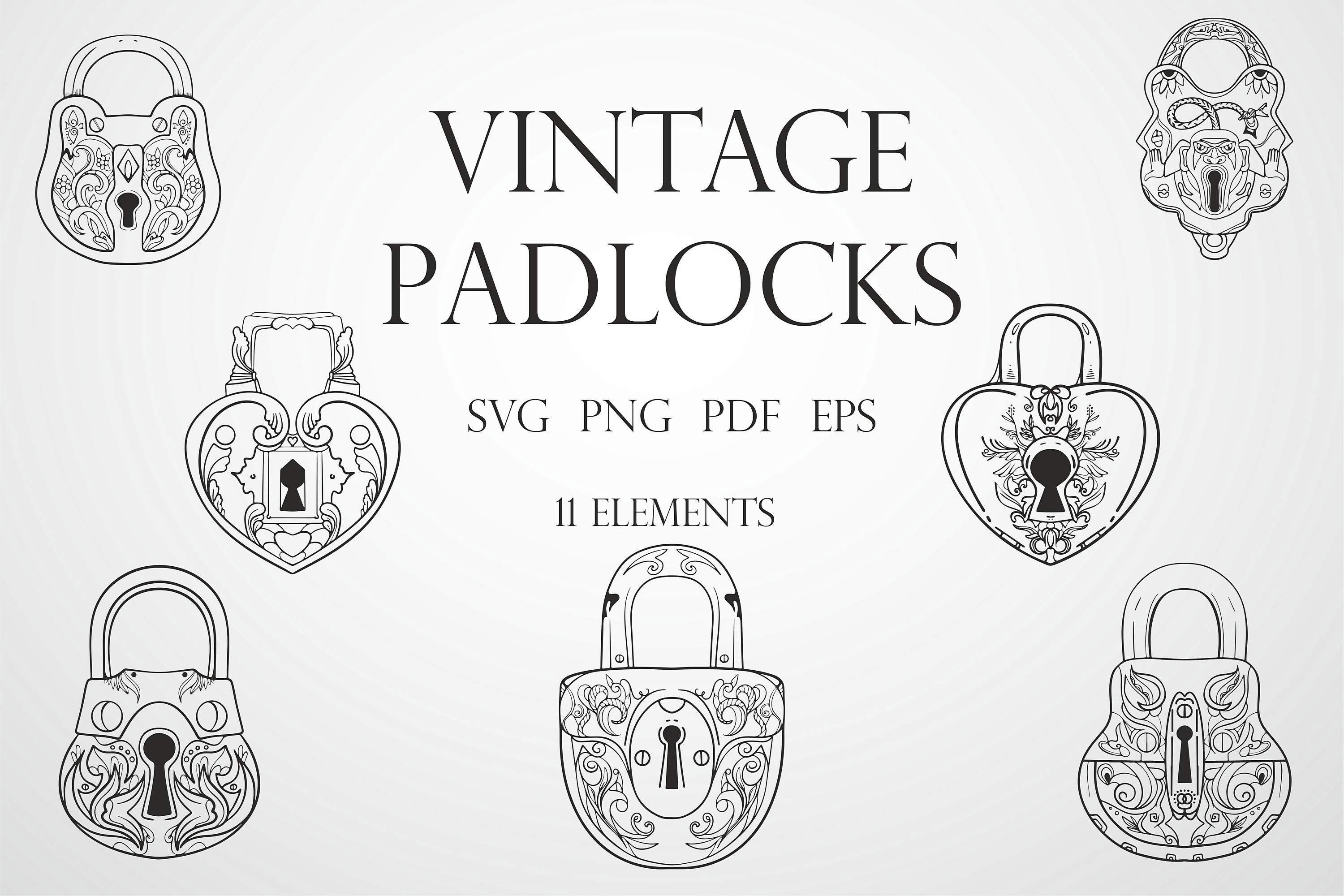 Vintage Padlocks SVG Bundle Heart Lock SVG Doodle Padlock - Etsy