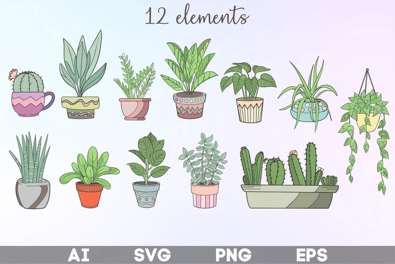 Potted Plants SVG Bundle Hanging Flowers PNG Plants in Pots - Etsy