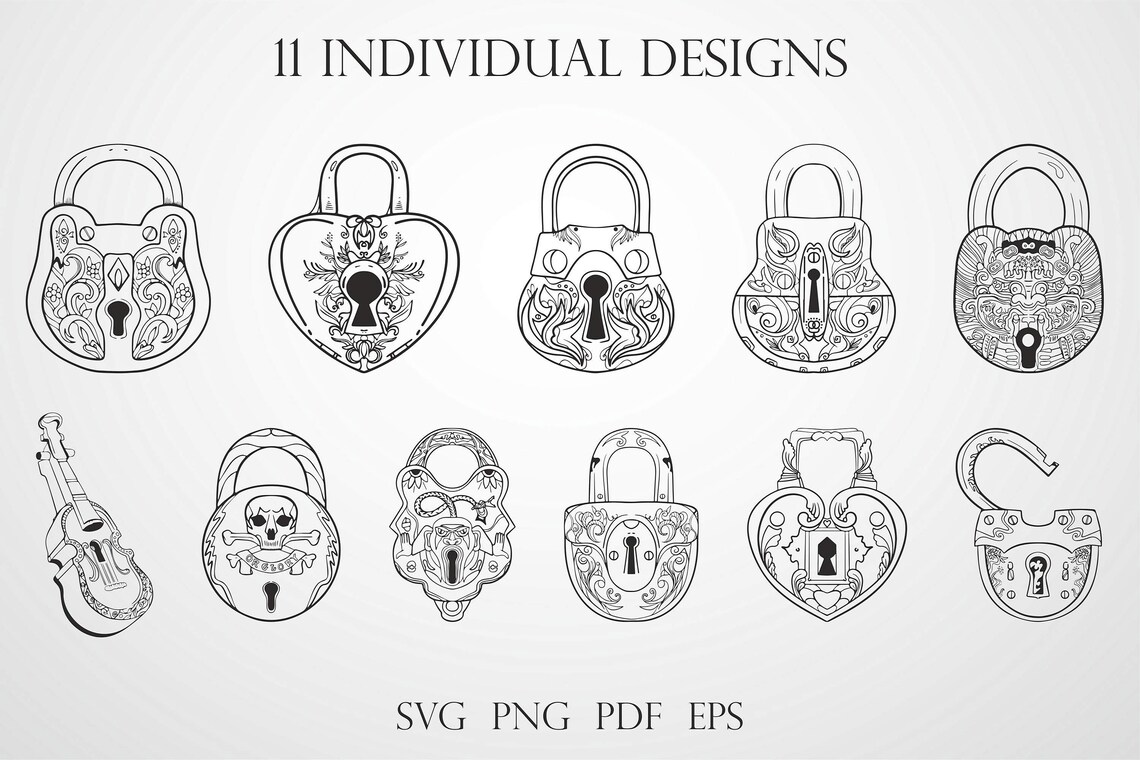 Vintage Padlocks SVG Bundle Heart Lock SVG Doodle Padlock - Etsy