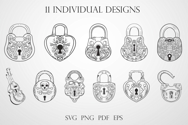 Vintage Padlocks SVG Bundle Heart Lock SVG Doodle Padlock - Etsy