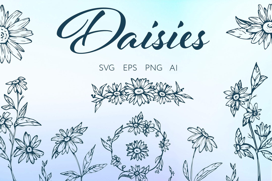 Wildflowers SVG Bundle, Spring Daisy PNG Clipart, Minimalist Floral ...