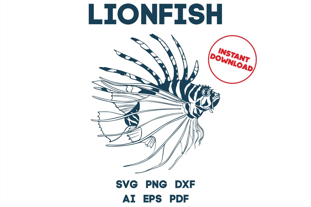 Lionfish SVG, Ocean Animals SVG, Zentangle Lion Fish PNG, Sea Fish ...