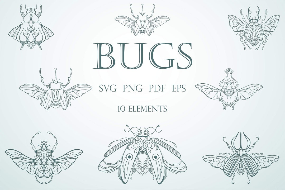 Bugs SVG, Insects SVG Bundle, Beetle Clipart PNG, Bee Print Eps, Files ...
