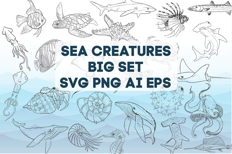Sea Creatures SVG Bundle Sea Life Fish PNG Under the Sea - Etsy Australia
