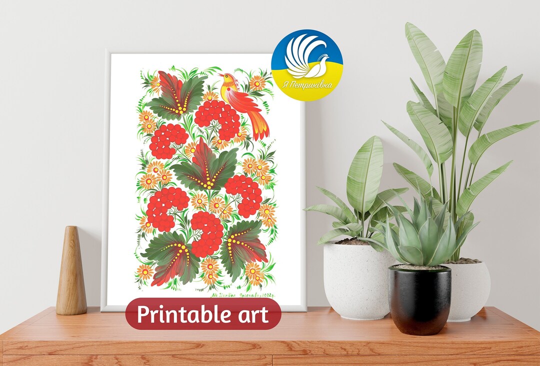 Ukrainian Digital Art With Petrykivka Painting, Petrykivka Printable ...