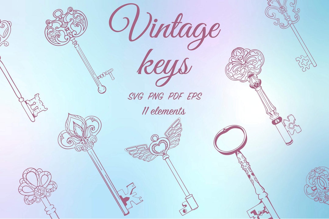 Vintage Keys SVG Bundle, Skeleton Keys SVG, Doodle Home Keys Clipart ...