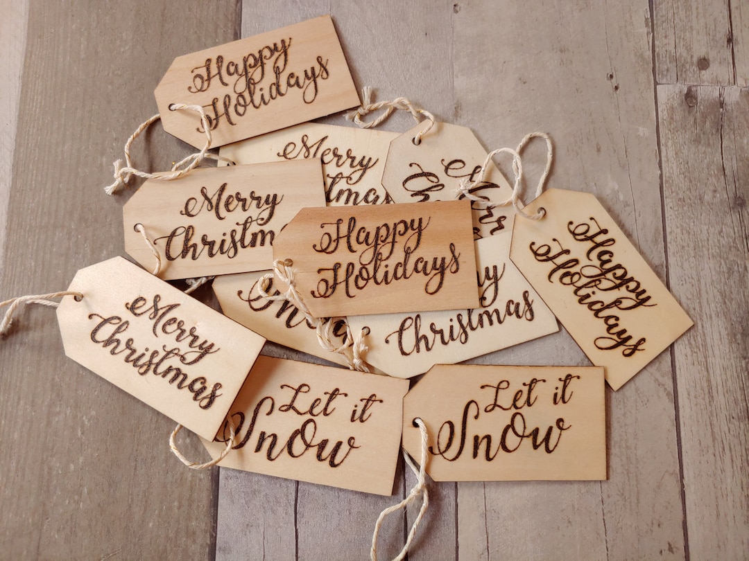 Wooden Holiday Gift Tags With a Wood Burned Holiday Phrase - Etsy
