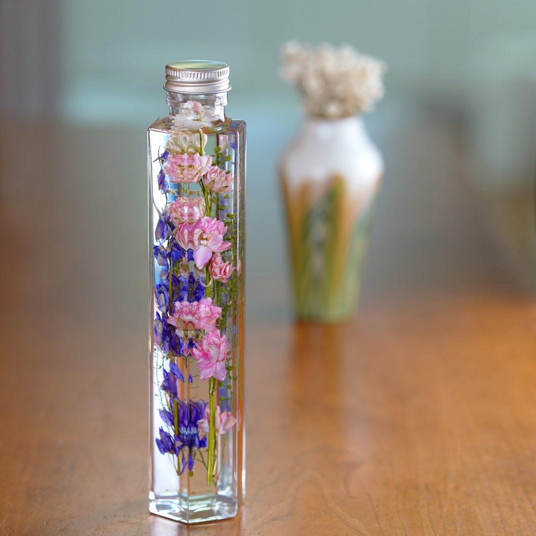 Dried Flowers in a Bottle, Herbarium Bottle, Glass Bottle With Real ...