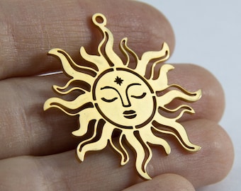 Sun Face Pendant | Etsy