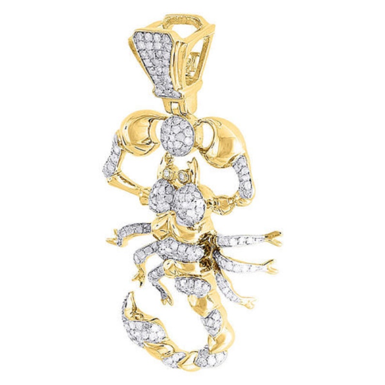 King Scorpion Iced Out Hip Hop Pendant, 925 Sterling Silver Yellow Gold ...