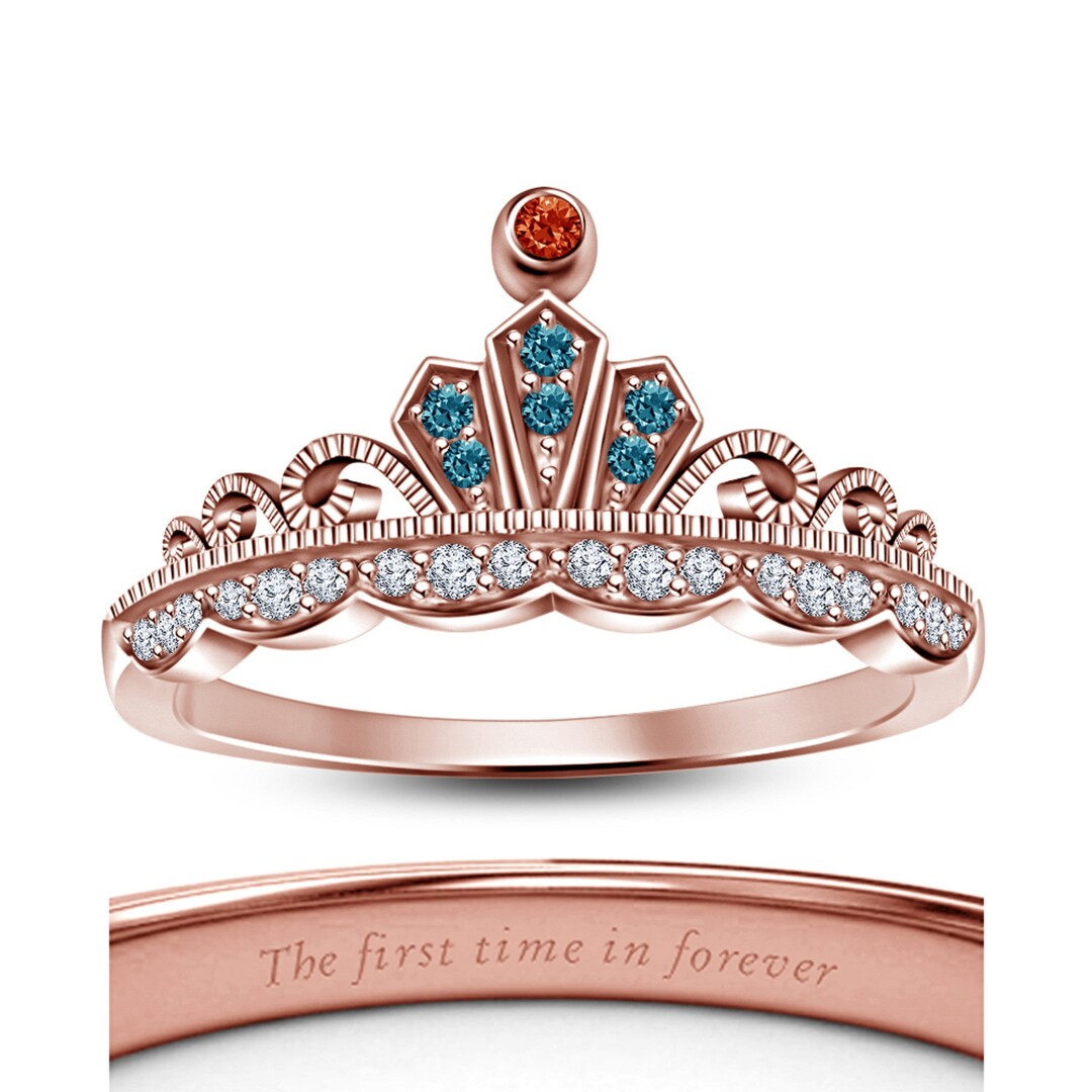 Disney Princess Crown Ring, Queen Crown Rings for Women, 10k Rose Gold ...