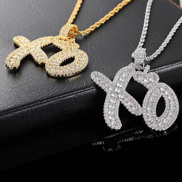 Hip Hop Customized XO Necklace Diamond Pendant High Polish Gold XO ...