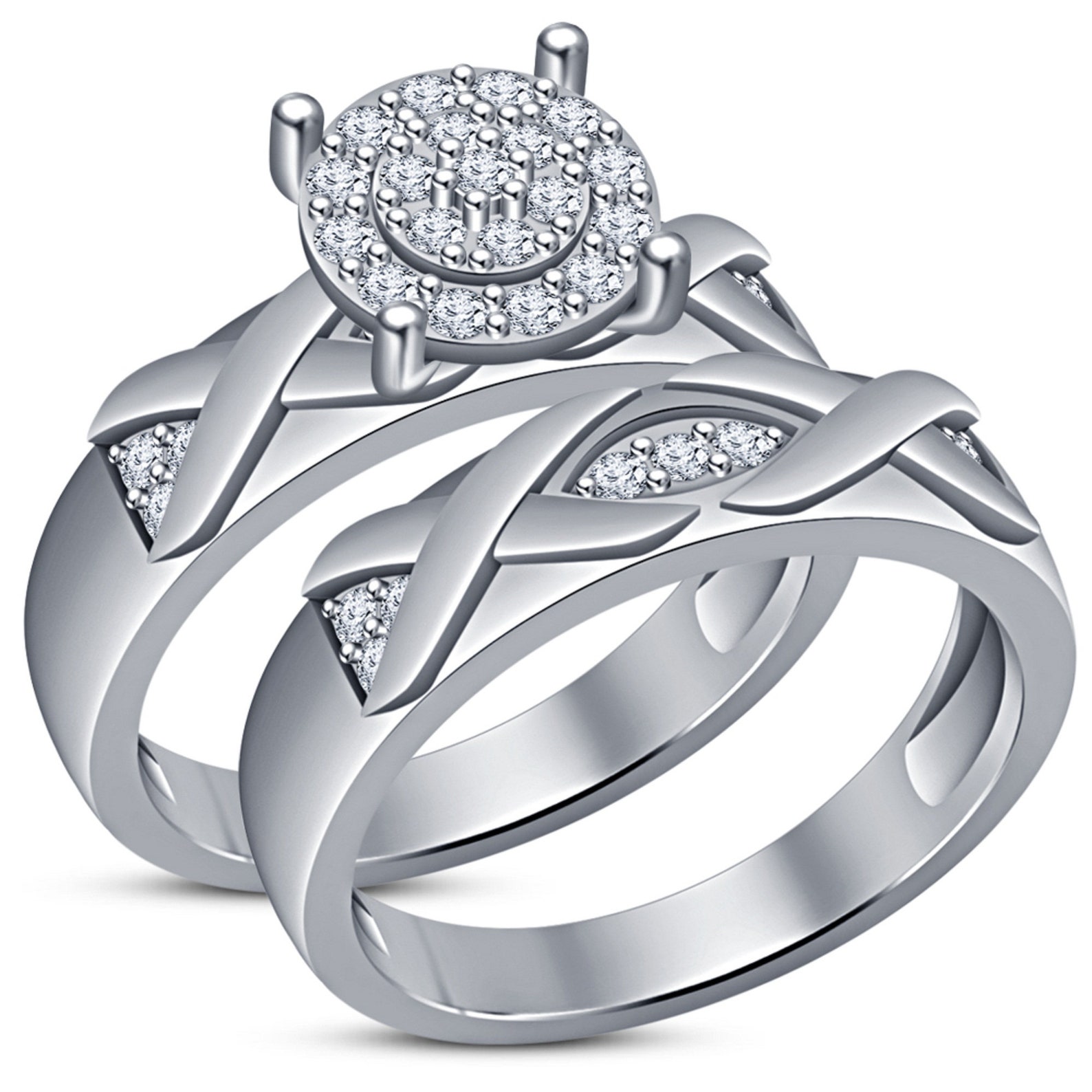 Braided Wedding Set Celtic Bridal Set 18K Gold Finish | Etsy