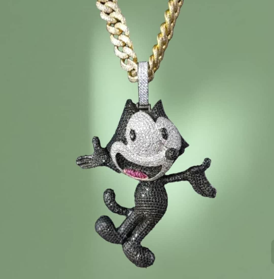 Felix the Cat Customized Iced Out Pendant, Cartoon Character Sparkling ...