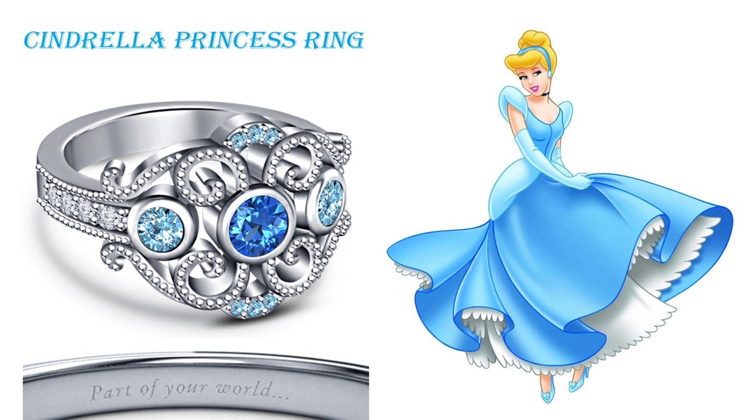 Disney Ring Cinderella Disney Princess Ring Round Cut Multi-stone 14K ...