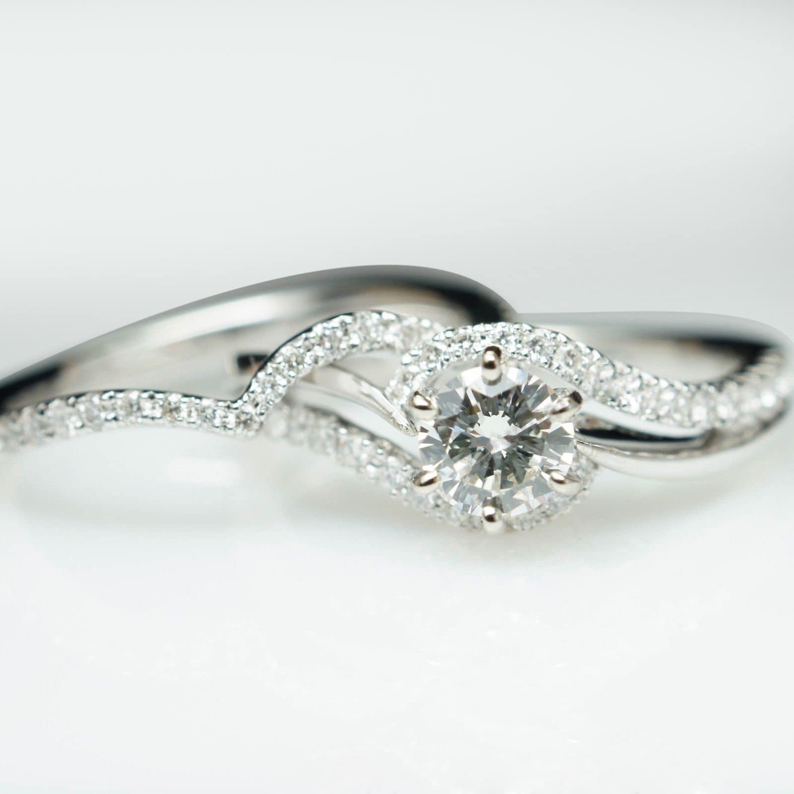 Simulated Diamond Ring Sterling Silver Engagement Ring Set | Etsy