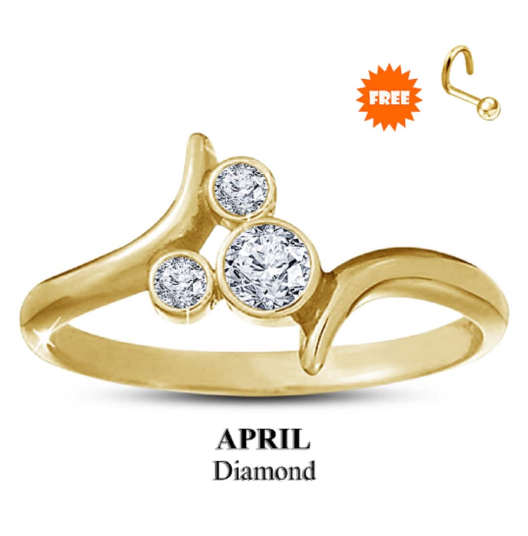 Disney Theme Mickey Mouse Ring, Birthstone Ring, 925 Sterling Silver April Diamond Birthstone ...