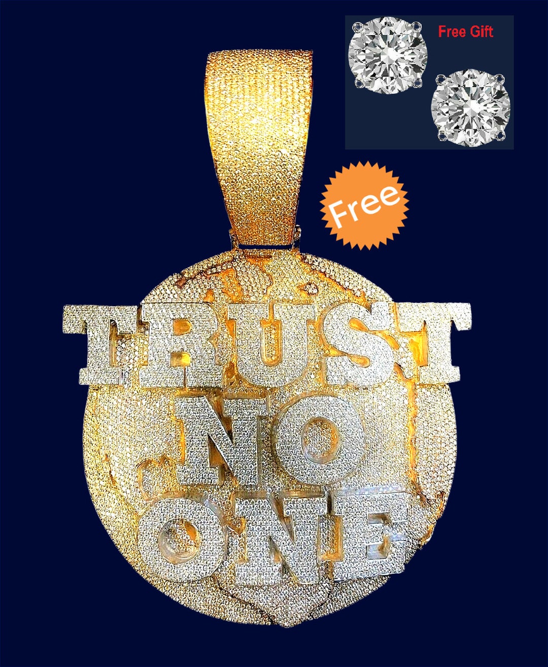 Medallion Customized Logo Pendant for Men in Yellow Gold Over Iced ...