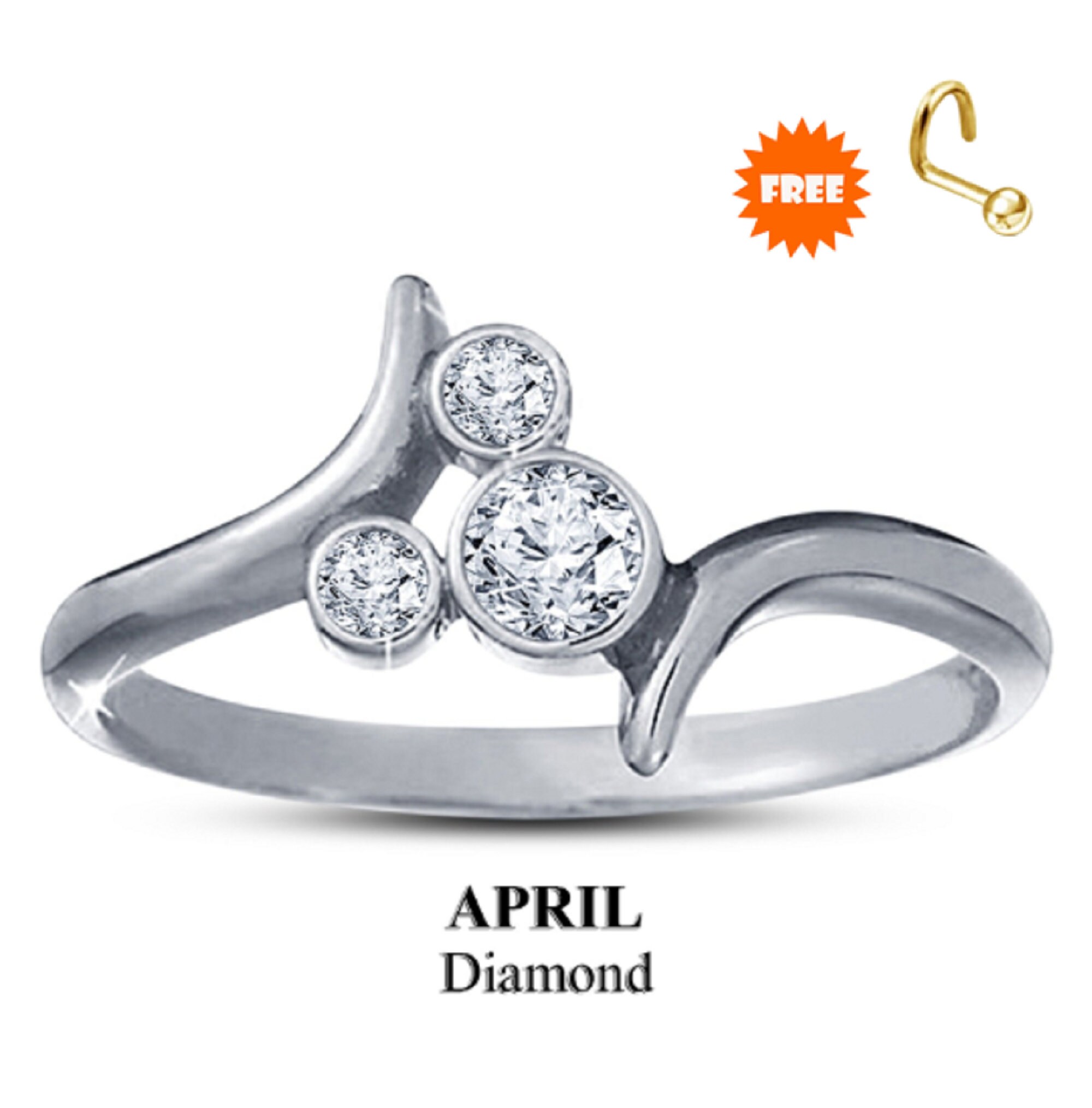 925 Sterling Silver April Diamond Disney Birthstone Ring 14k - Etsy UK