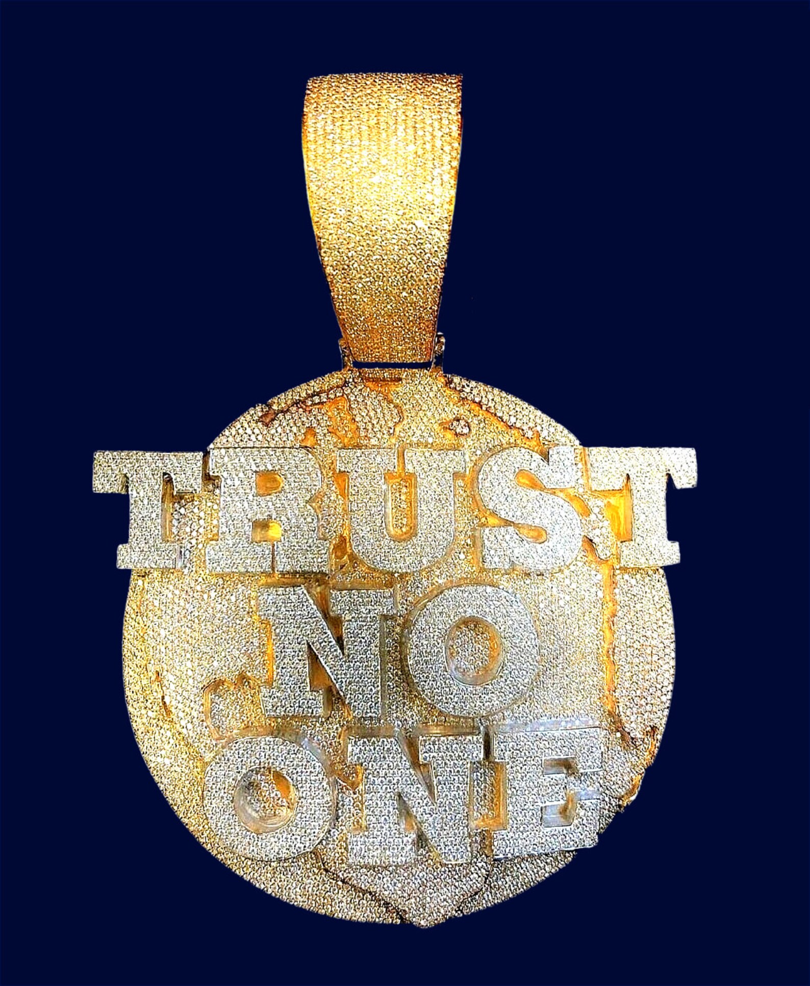 Medallion Customized Logo Pendant for Men in Yellow Gold Over Iced ...