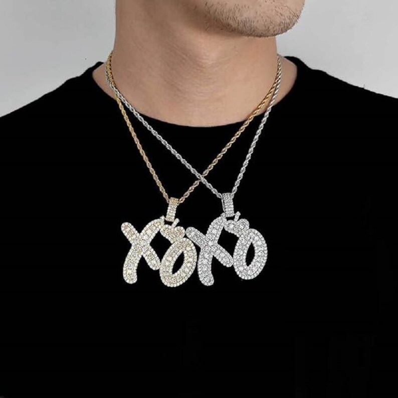 Hip Hop Customized XO Necklace Diamond Pendant High Polish Gold XO ...