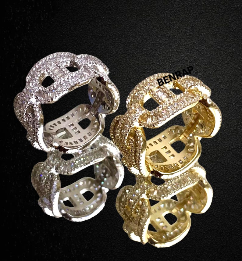 Customized Hip Hop Ring, Miami Cuban Link Ring, 1round Brilliant Cut ...