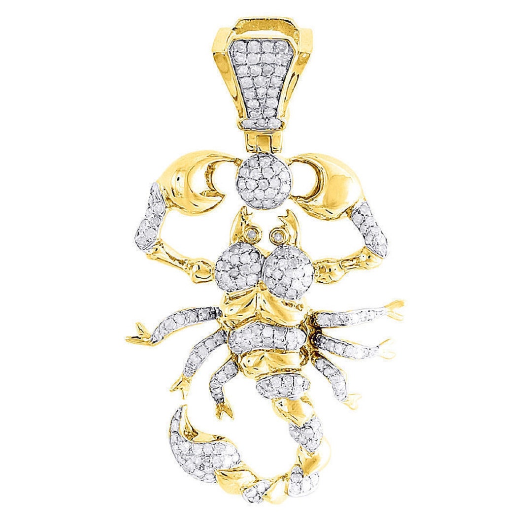 King Scorpion Iced Out Hip Hop Pendant, 925 Sterling Silver Yellow Gold ...
