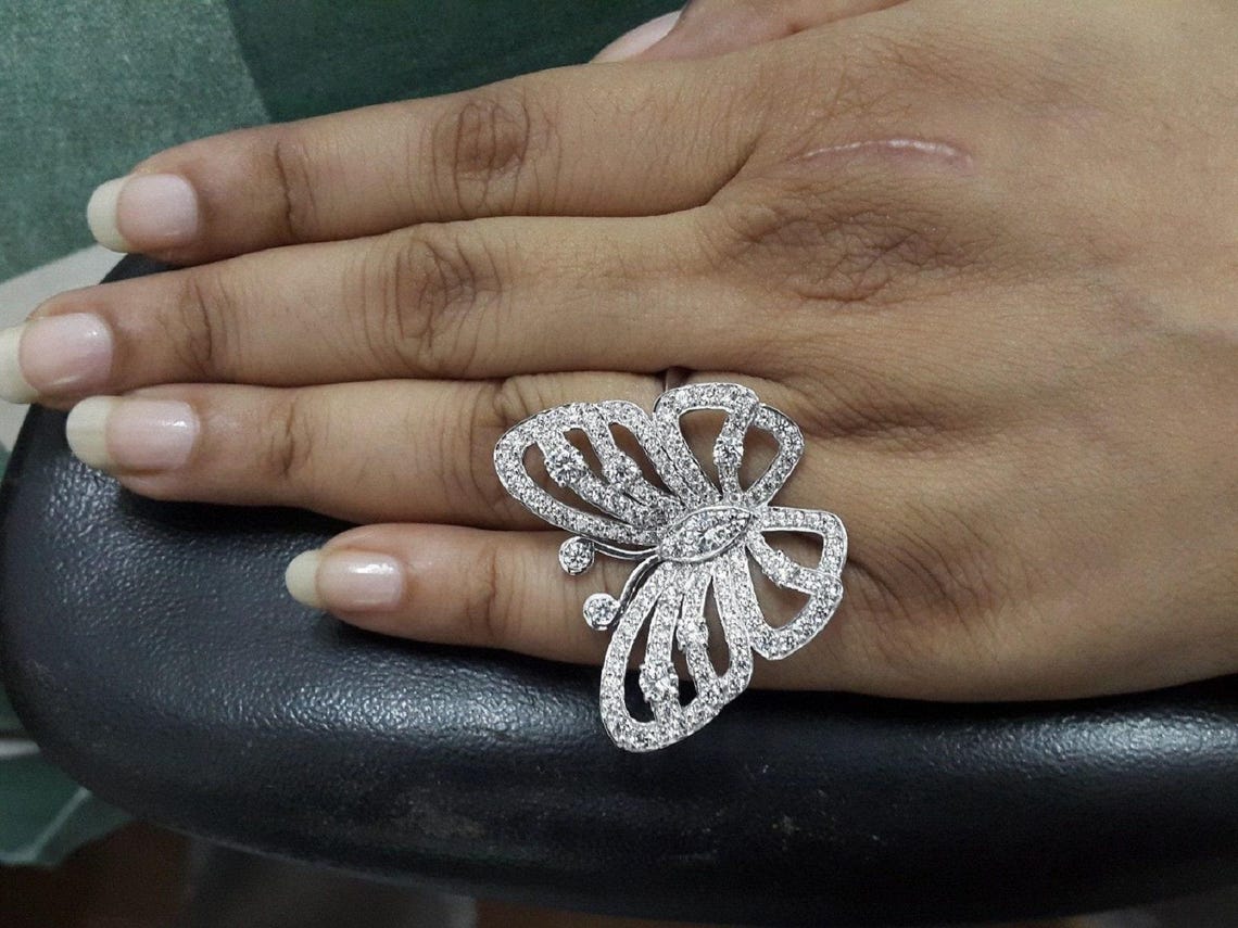 14K White Gold Finish 925 Sterling Silver CZ Mariah Carey Inspired ...
