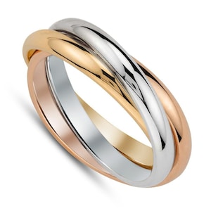 Buy Three Tone Ring, 14K / 18K Gold Plated Women's Band, Ladies Fancy ...