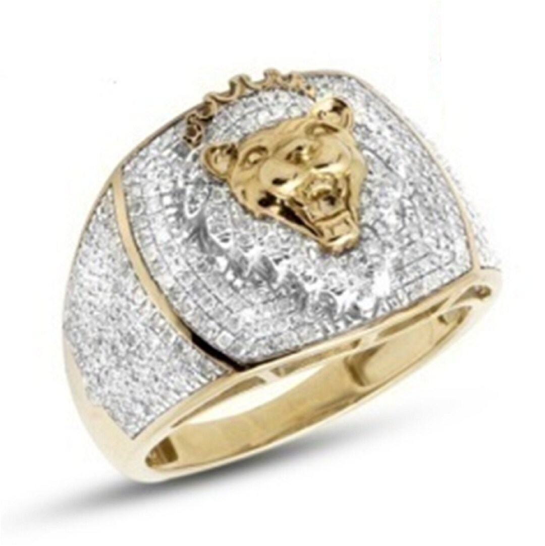 Men's Lion King Diamond Ring, Mufasa Ring Real Moissanite Gents Lion ...