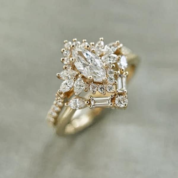Antique Wedding Ring Set - Etsy