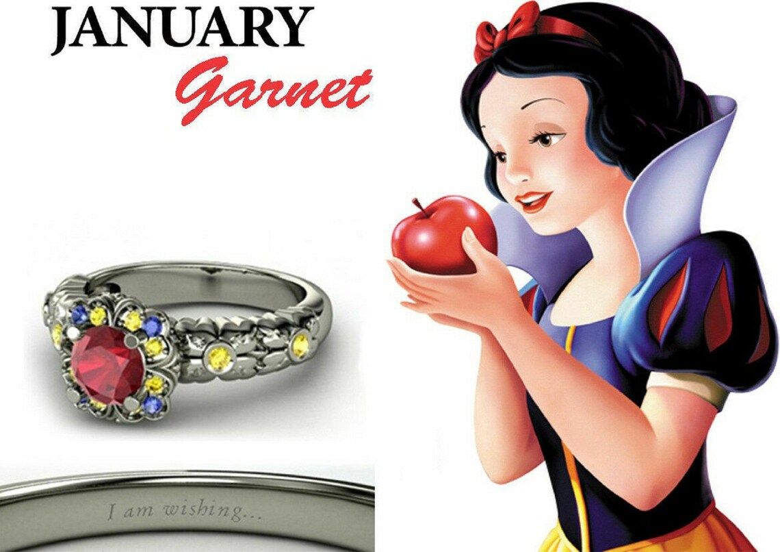 Women's 14K White Gold Finish Disney Princess Ring With | Etsy