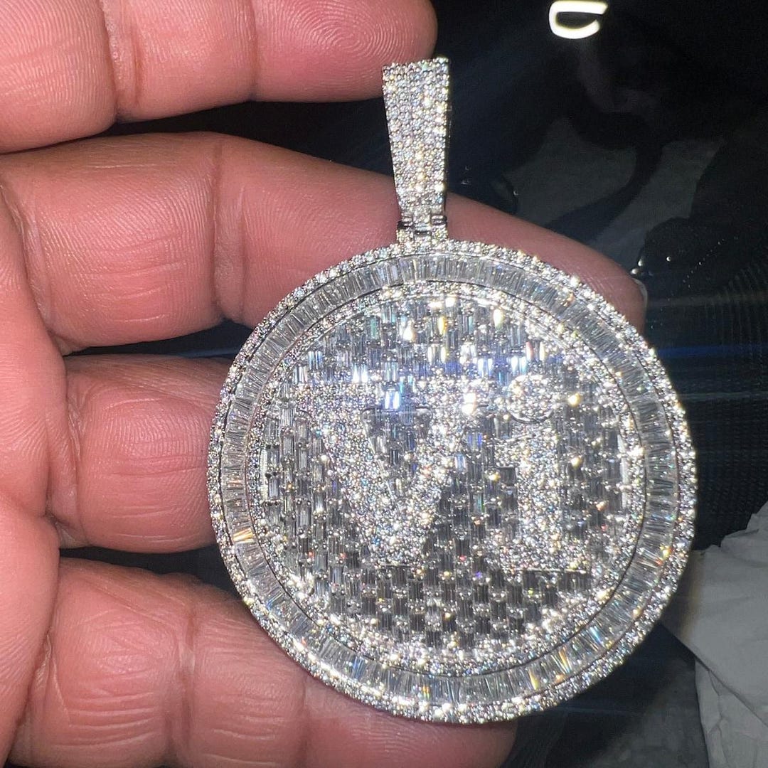 Custom Iced Out Hip Hop Pendant, Moissanite Baguette Pendant, 925 ...