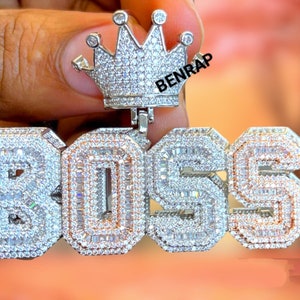 Customized BOSS Pendant for Men, Big Diamond Pendant for Him, BOSS ...