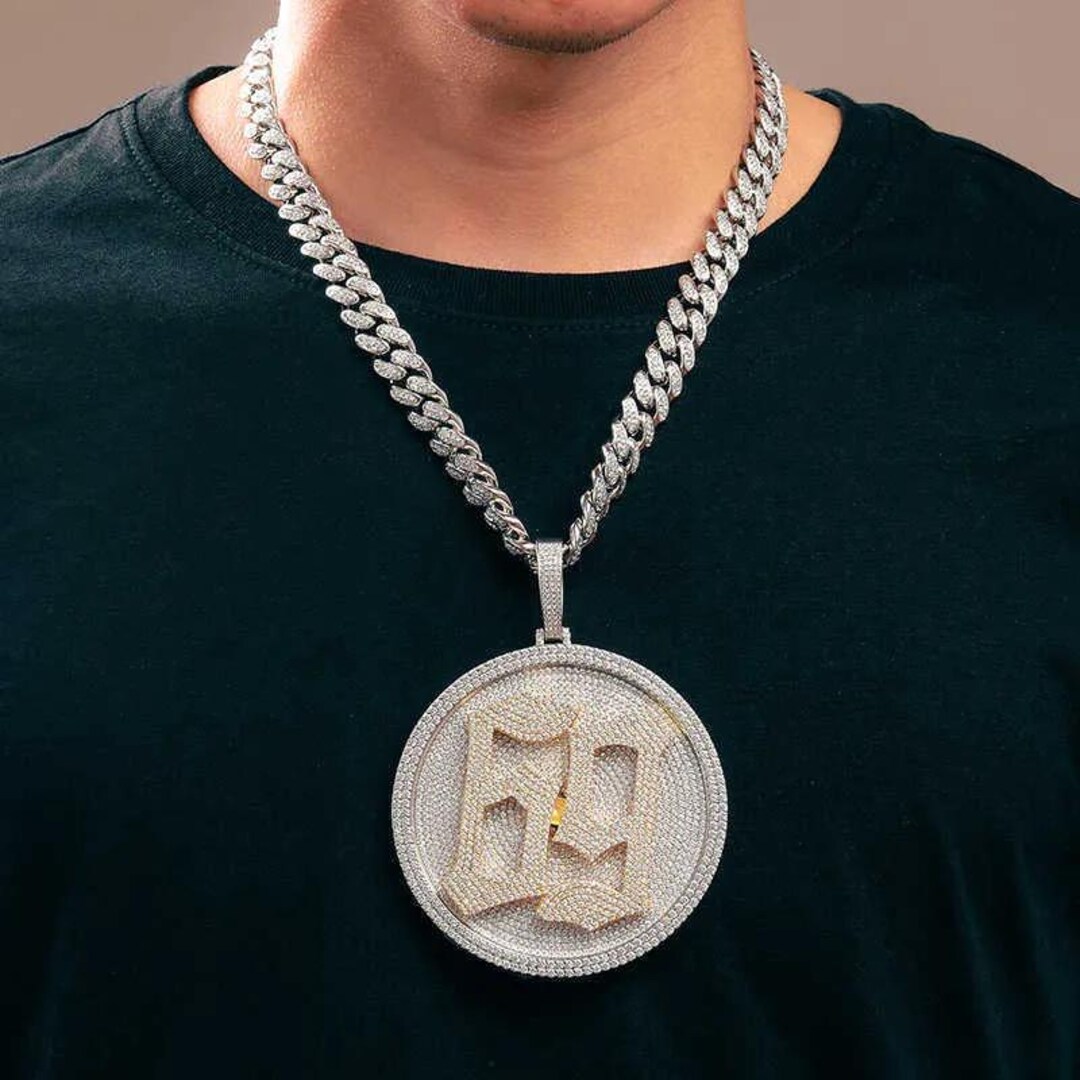 Fully Iced Out 2 Tone 69 Pendant for Men - 14k Gold Plated 925 Sterling ...