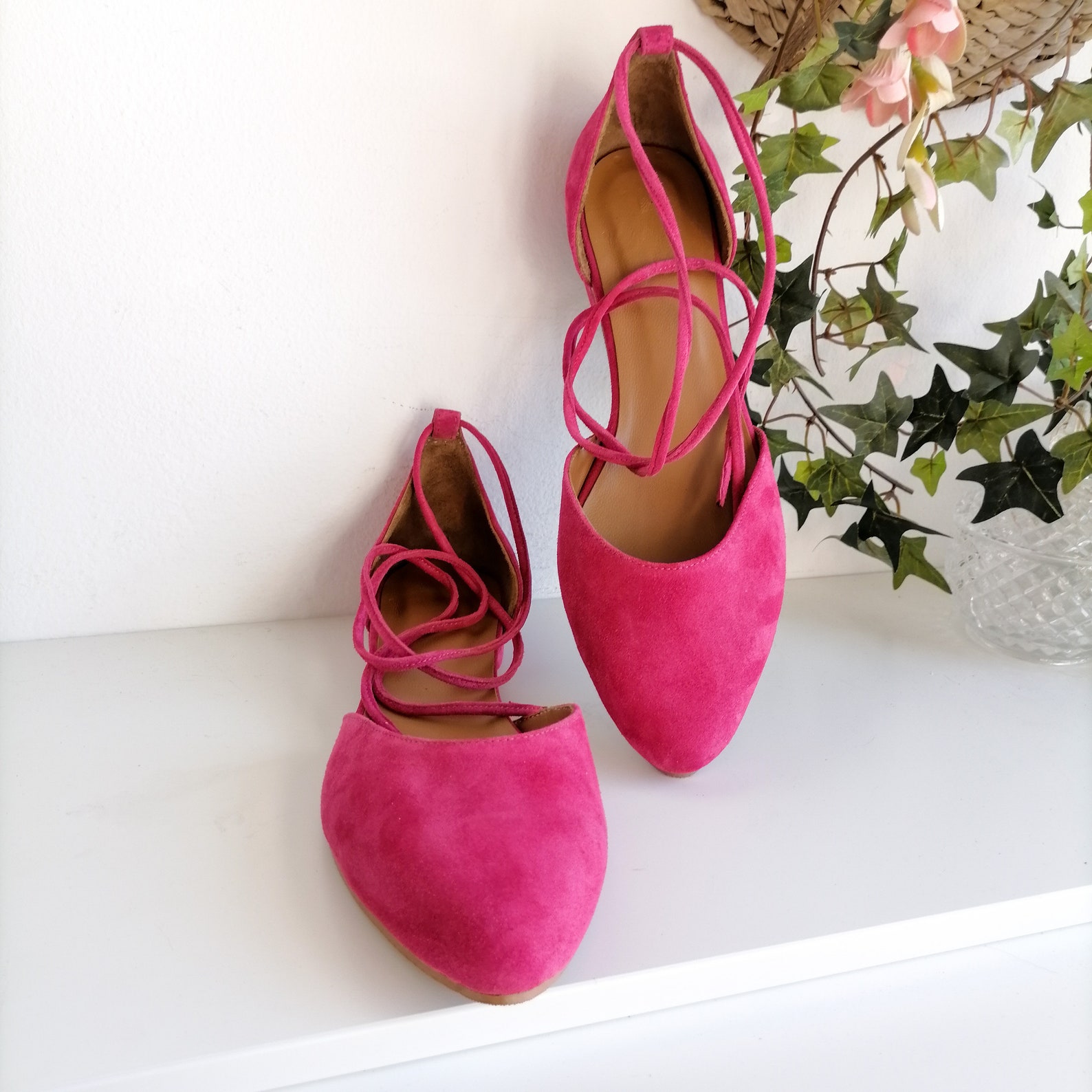 Hot Pink Colour Women's Closed-toe Sandals Ballerinas - Etsy