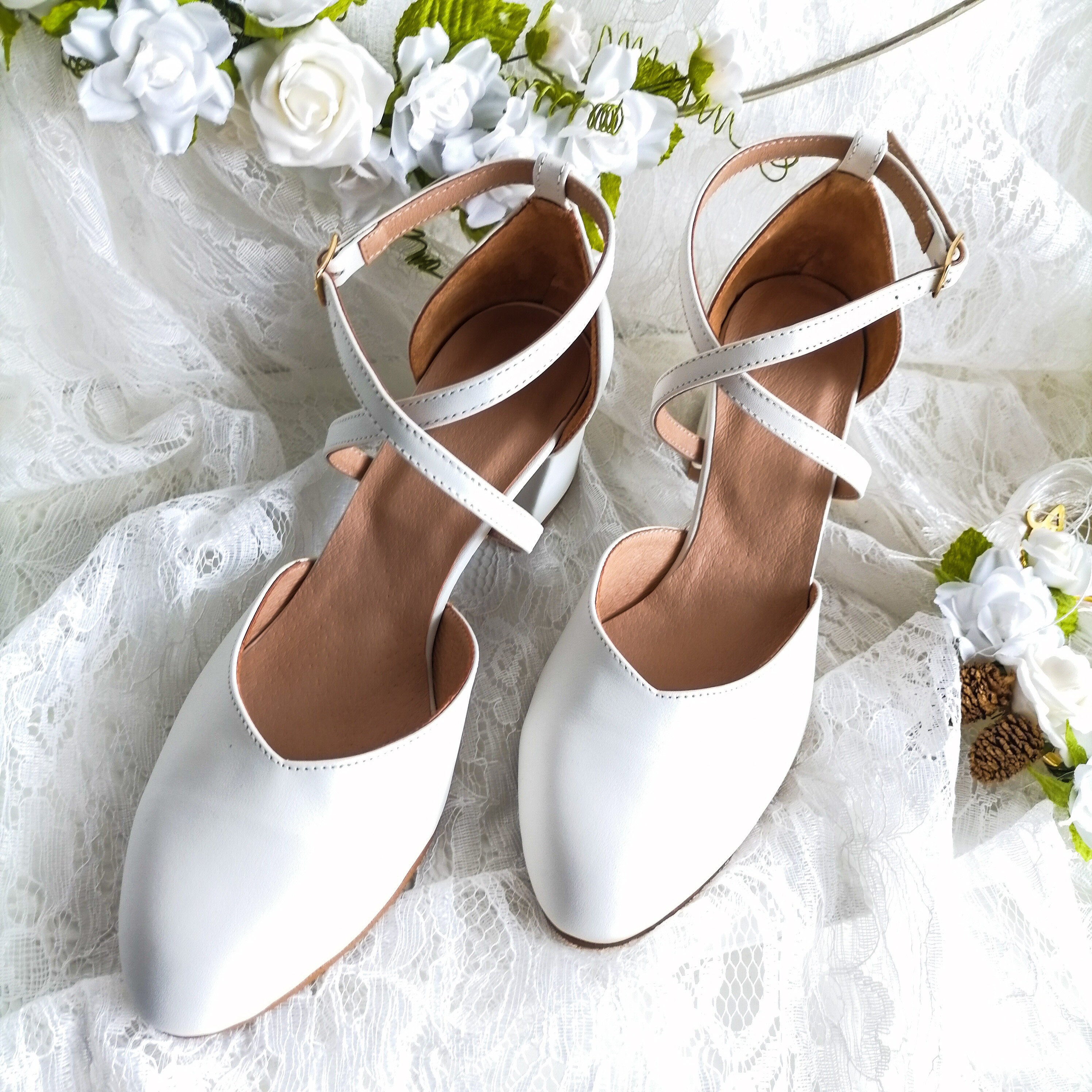 Bride Wedding Pumps Cross-Front Straps Block Heel Bridal | Etsy