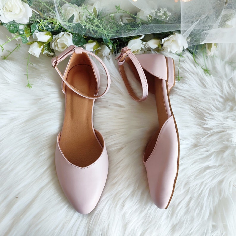 Dusty Pink Bridal Flats Blush Leather Women Wedding Shoes - Etsy