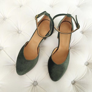 Sage Green Heels for Wedding, Celadon Green Velvet Women's Bridal Shoes ...