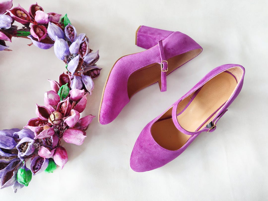 Purple Heels for Ladies, Elegant Pointy Toe Slip-on Pumps, Ceremony ...