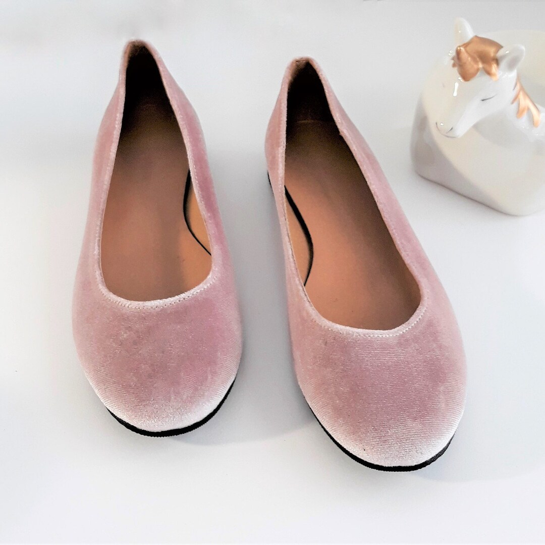 Wedding Ballerina Flats, Pale Pink Velvet Ballets, Dusty Rose Bridal ...