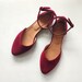 Velvet Red Wine Ballet Pumps Red Shoes Decollate Shoes Flat - Etsy