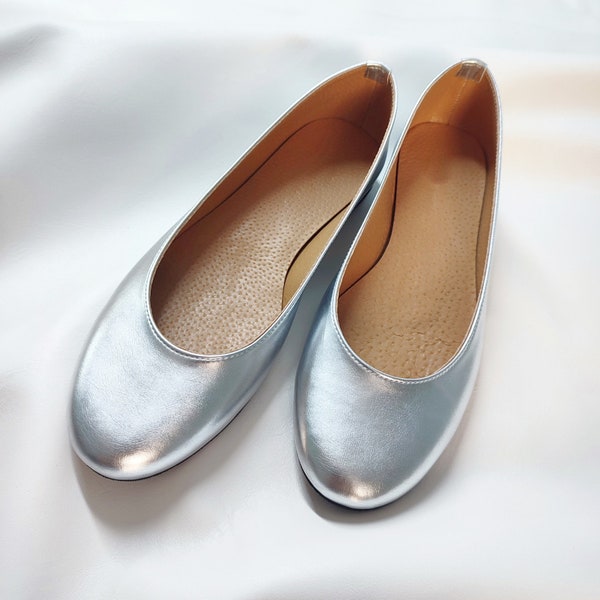 Silver Ballet Flats - Etsy