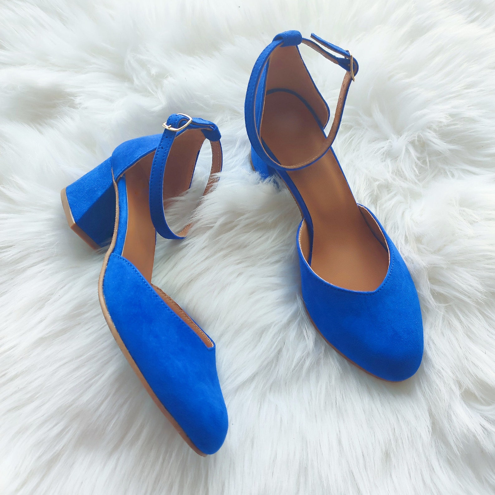 Royal Blue Heels for Bride Blue Suede Leather Women Bridal - Etsy